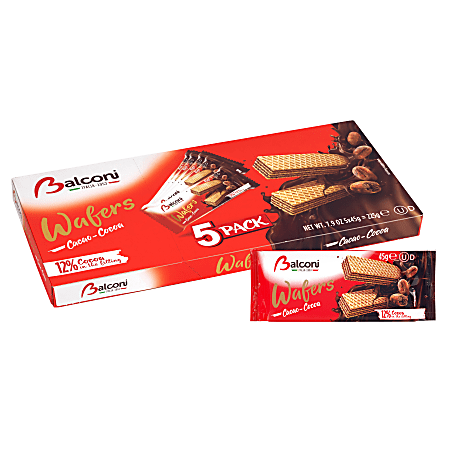 Balconi Wafers Cocoa 1.6 Oz 5 Wafers Per Pack Case Of 20 Packs - Office ...