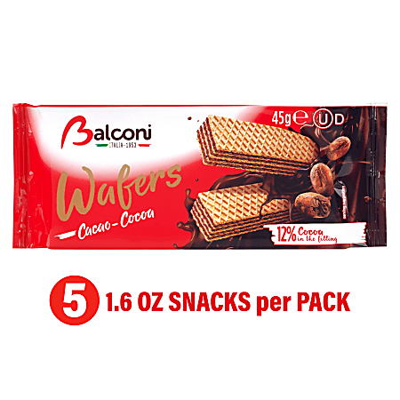 Balconi Wafers Cocoa 1.6 Oz 5 Wafers Per Pack Case Of 20 Packs - Office ...