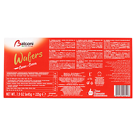 Balconi Wafers Cocoa 1.6 Oz 5 Wafers Per Pack Case Of 20 Packs - Office ...