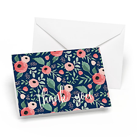 Custom Thank You Card Assortment With Blank Envelopes Blush Floral 4 78 ...