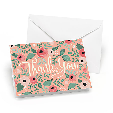Custom Thank You Card Assortment With Blank Envelopes Blush Floral 4 78 ...
