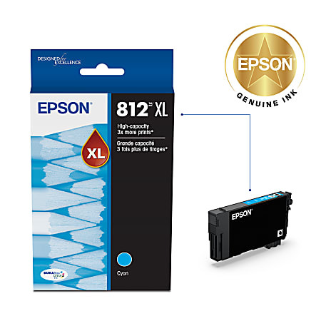 Epson 812XL DuraBrite Cyan High Yield Ink Cartridge T812XL220 S ...