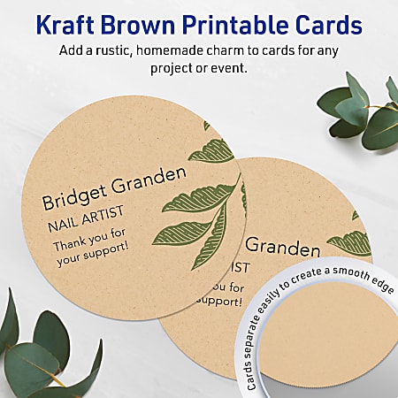 Avery Printable Note Cards With Sure Feed Technology 4 Round Kraft ...