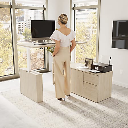 Stratus 60W x 30D Electric Height Adjustable Standing Desk with Storage ...