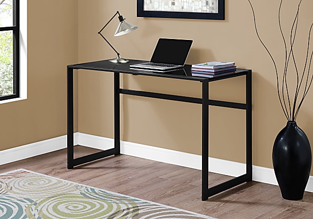 Monarch Specialties 48 W Computer Desk With Tempered Glass Top Black ...