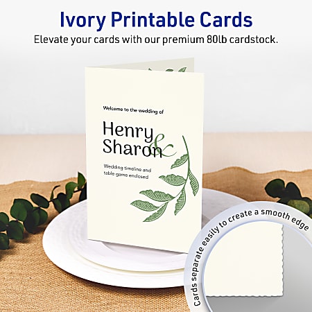 Avery Printable Half Fold Greeting Cards 5 12 x 8 12 Matte Ivory Pack ...
