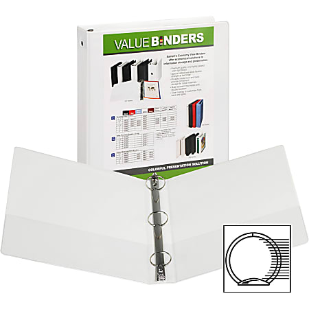 Samsill Economy Insertable 3 Ring Binder 1 12 Round Rings 45percent Recycled White - Office Depot