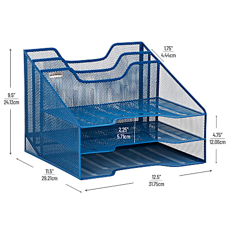 Mind Reader Desktop Vertical Paper Tray Organizer 9 12 H x 11 12 W x 12 ...