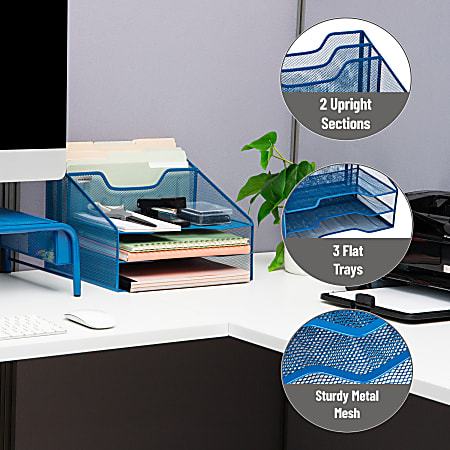 Mind Reader Desktop Vertical Paper Tray Organizer 9 12 H x 11 12 W x 12 ...