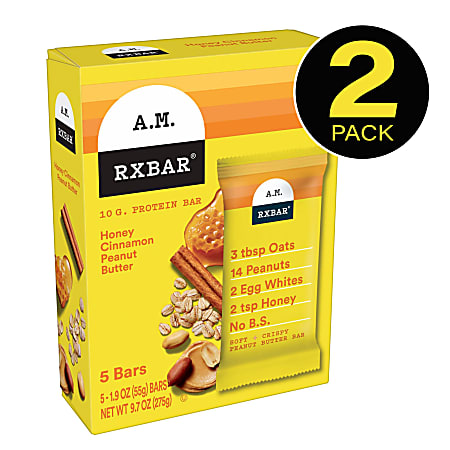 AM RXBAR Adult Bars Honey Cinnamon Peanut Butter 1.9 Oz 5 Bars Per Pack ...