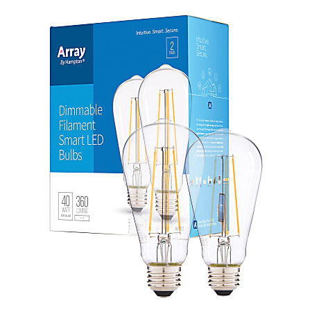 Array By Hampton ST19 360 Lumen Smart Wi Fi Filament LED Bulbs 40 Watt ...