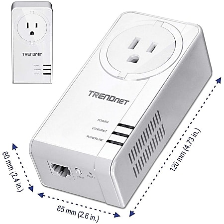 TRENDnet Powerline 1300 AV2 Adapter With Built in Outlet Adapter Kit ...