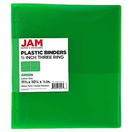 JAM PAPER 3 Ring Plastic Binder 0.5 inch Green Sold Individually ...
