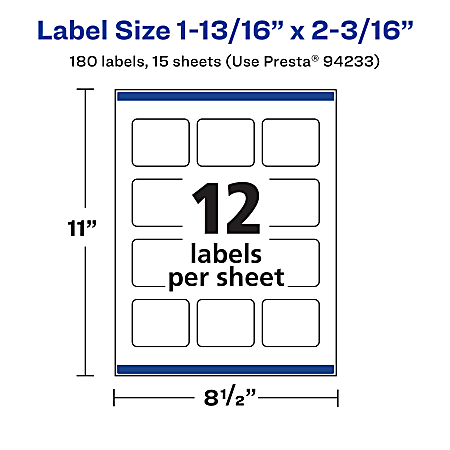 Avery Removable Labels With Sure Feed 94233 RMP15 Rectangle 1 1316 x 2 ...