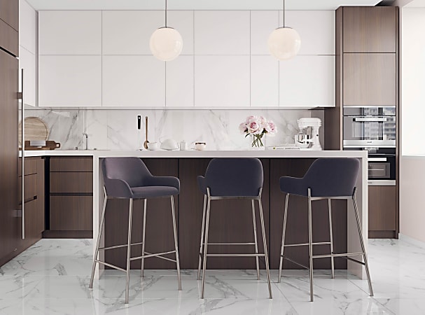 LumiSource Daniella Bar Stools CharcoalChrome Set Of 2 Stools ...