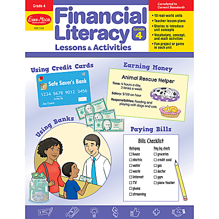 Evan Moor Financial Literacy Lessons Activities Grade 4 - ODP Business Solutions