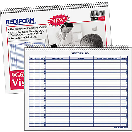 Rediform® Visitor's Log Book, Letter Size (8 1/2" x 11"), 50 Sheets, 50 ...