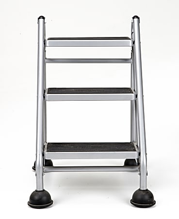 Cosco Rolling Commercial Step Stool 3 Step 26 35 Spread BlackPlatinum ...