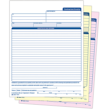 Adams Carbonless Contractors Invoices 3 Part 50 Sets - Office Depot