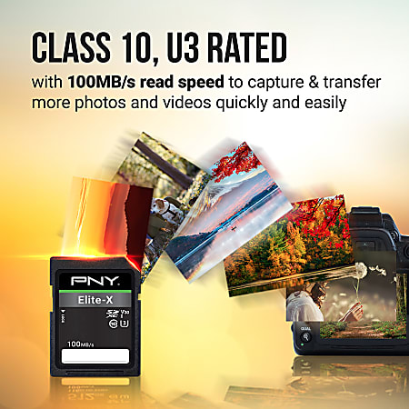 PNY Elite X Class 10 U3 V30 SDXC Memory Card 128GB P SD128U3100EX GE ...