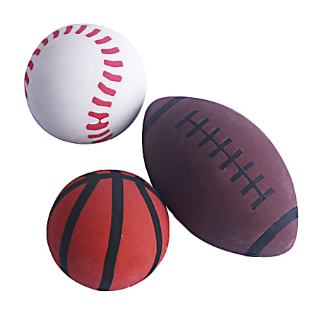 Office Depot Brand Fun Erasers Sports Pack Of 3 - Office Depot