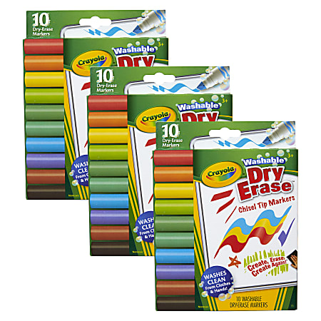 Crayola Washable Dry Erase Markers Dura Wedge Tip Assorted Colors Pack ...