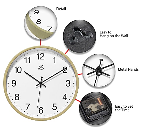 Infinity Instruments Light Oak Look Round Wall Clock 10 Tan - Office Depot