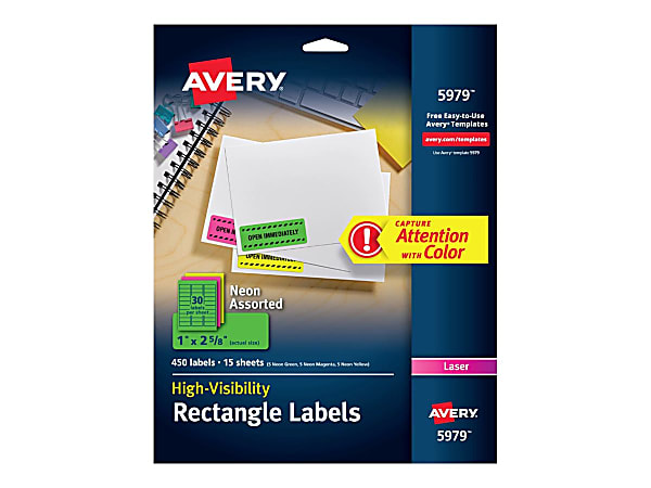 Avery High Visibility Permanent Laser ID Labels 5979 1 x 2 58 Assorted ...