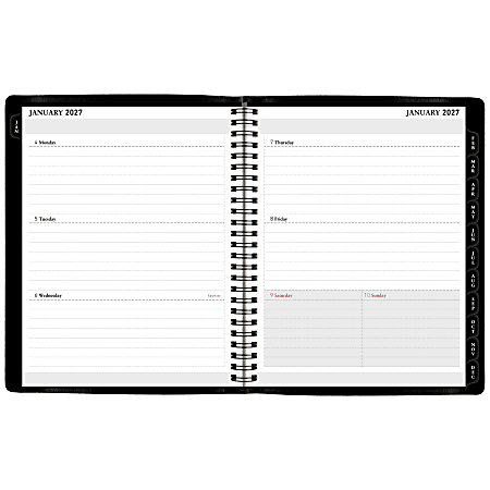 Office Depot Brand Weekly Monthly Planner 7 x 9 Black January 2027 to ...