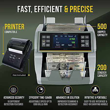 Kolibri KBR 1500 V2 1 Pocket Mixed Denomination Bill Counter And Sorter ...