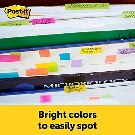 Post it Notes Page Markers 12 x 2 Electric Glow Colors 100 Per Pad Pack ...
