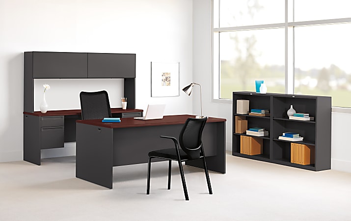 HON 38000 72 W Double Pedestal Computer Desk 72 W MahoganyCharcoal ...