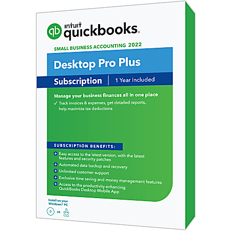 Intuit QuickBooks Desktop Pro Plus 2022 1 Year Subscription For Windows ...
