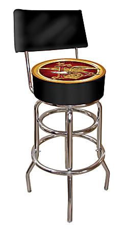 Budweiser A Eagle Padded Bar Stool With Back GoldChrome - Office Depot