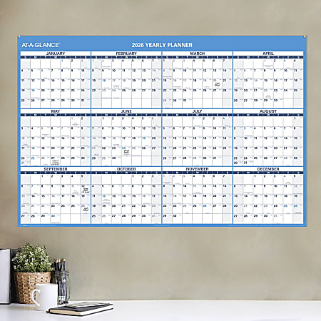 AT A GLANCE 2026 Horizontal Reversible Erasable Wall Calendar Extra ...