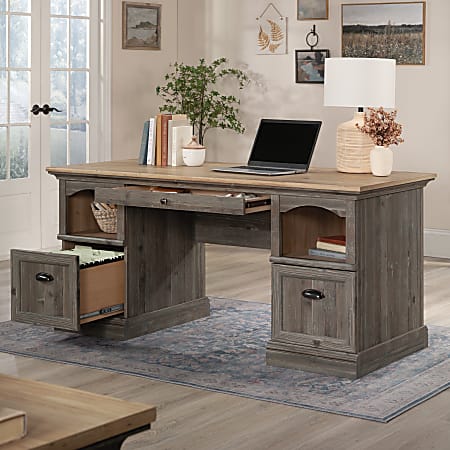 Sauder Sonnet Springs 66 W Executive Double Pedestal Computer Desk ...
