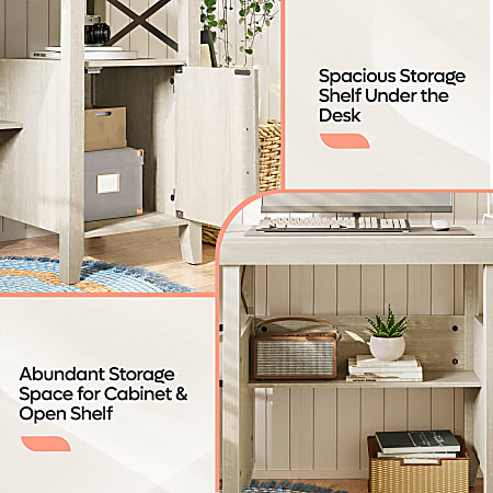 Bestier 60 W L Shaped Corner Computer Desk With Storage Cabinet ...