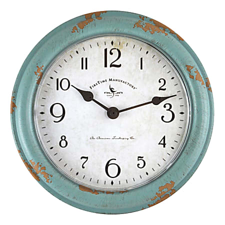 FirsTime & Co.® Patina Round Wall Clock, Aged Teal
