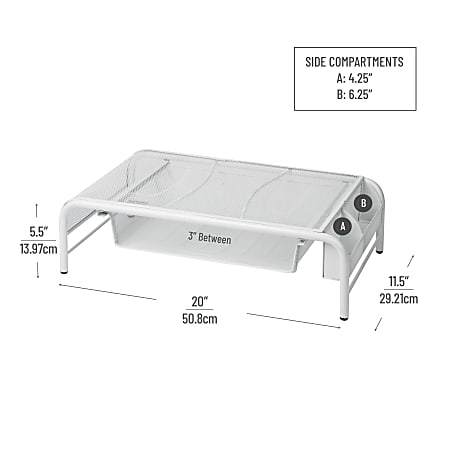 Mind Reader Network Collection Metal Mesh Monitor Stand 5 12 H x 11 12 ...