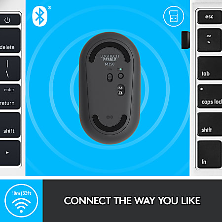 Logitech Pebble M350 Wireless Mouse with Bluetooth or 2.4 GHz Receiver ...