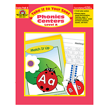 Evan Moor Take It To Your Seat Phonics Centers Level A Grades PreK K ...