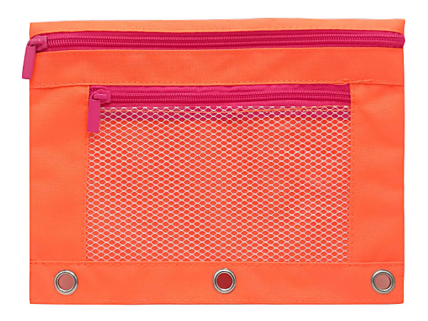 Office Depot Brand 3 Ring Pencil Pouch 7 x 10 14 OrangePink - Office Depot