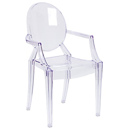 Flash Furniture Oval Back Ghost Chair Clear - Office Depot