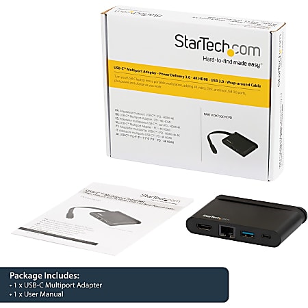 StarTech.com USB C Multiport Adapter with HDMI 4K MacWindows 1xA 1xC ...