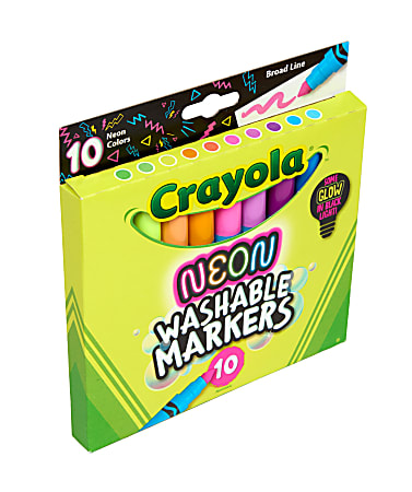Crayola Neon Marker Set 10ct Art Markers for Kids 7 Glow in the Dark ...