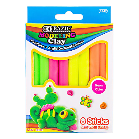 Bazic Products Modeling Clay Sticks 4.8 Oz Fluorescent Colors 8 Sticks ...