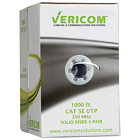 Vericom CAT 5EUTP Solid Riser CMR Cable 1000 White MBW5U 01441 - Office ...