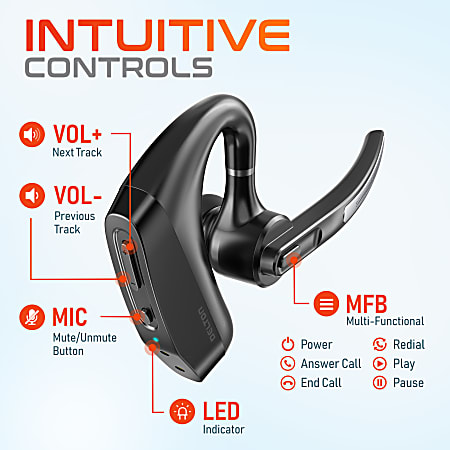 Delton K130 Wireless Bluetooth Computer Headset Charging Case and Auto ...