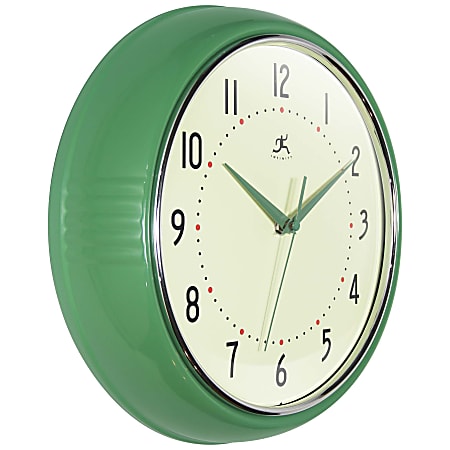 Infinity Instruments Round Retro Wall Clock 12 Green - Office Depot