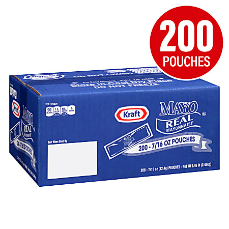 Kraft Foods Real Mayonnaise Packets Pack Of 200 Packets - Office Depot